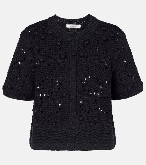 Dorothee Schumacher Open-knit Cotton-blend Top - Black