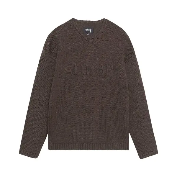StÜssy Embroidered V-neck Sweater - Brown