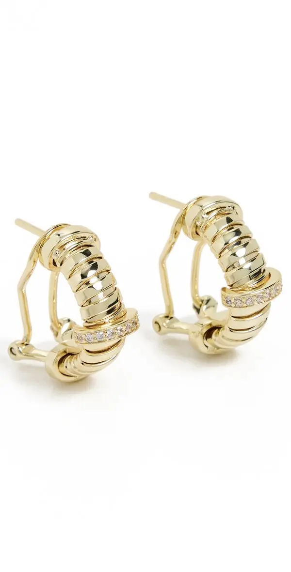 BY ADINA EDEN Pave Accented Wide Open Hoop Earrings - Gold
