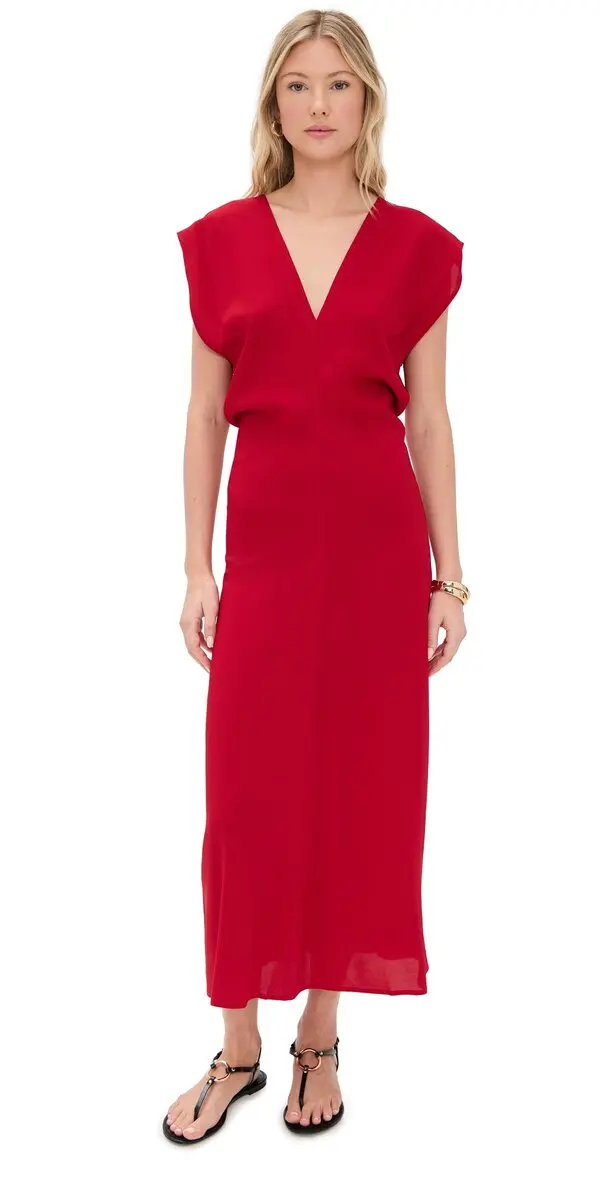 ST. AGNI Plunge Drape Maxi Dress