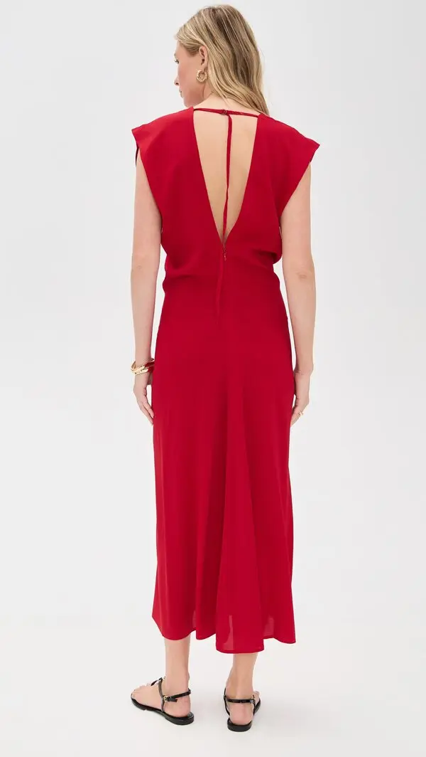 ST. AGNI Plunge Drape Maxi Dress