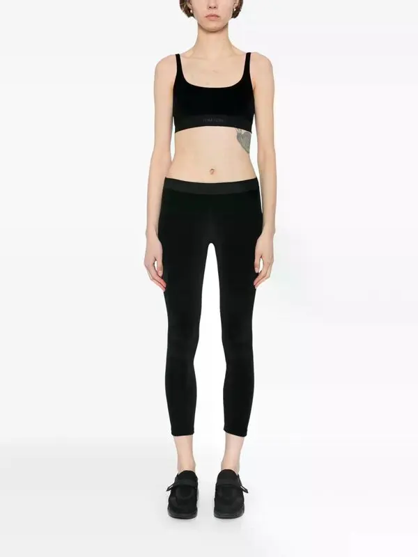 TOM FORD Lustrous Velour Signature Leggings - Black