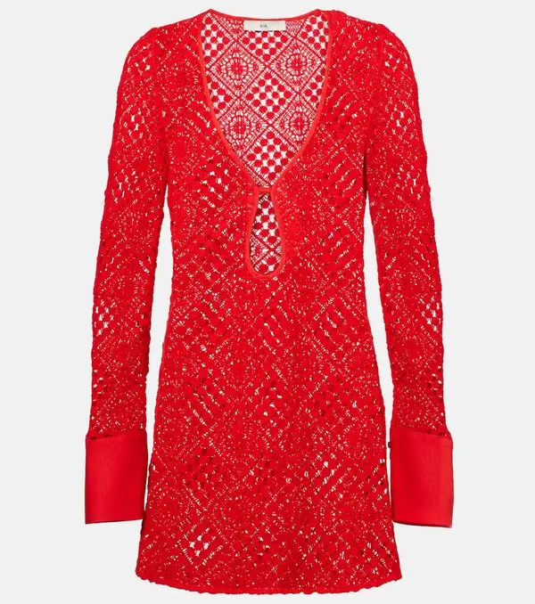 SIR. Rayure Crochet Minidress - Red