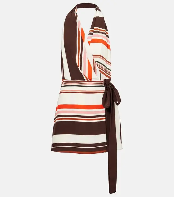 SIR. Thistle Striped Silk Satin Minidress - Multicoloured