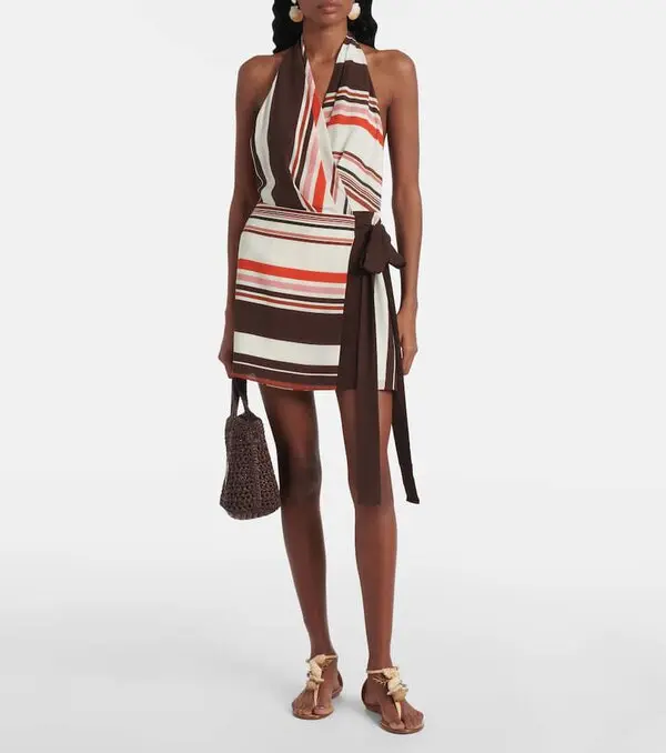 SIR. Thistle Striped Silk Satin Minidress