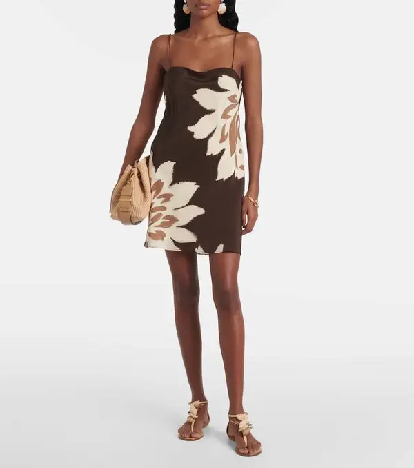 SIR. Floral Print Silk Satin Slip Dress