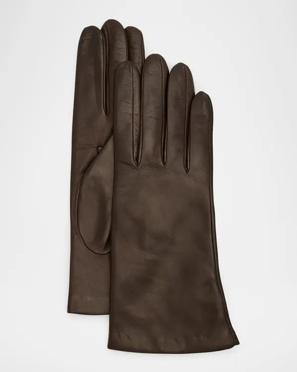 Portolano Cashmere-lined Napa Leather Gloves - Brown