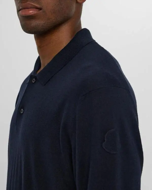 Moncler Apos;s Silk And Linen Knit Polo Shirt