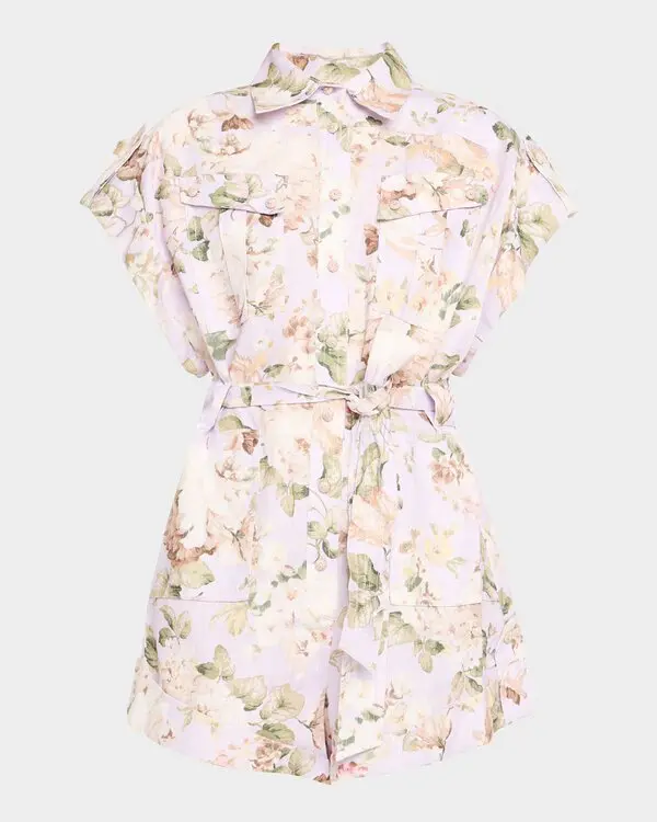 Zimmermann Acacia Pocket Playsuit - Lilac Floral