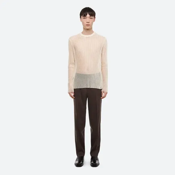 Helmut Lang Spaced Sheer Crewneck Top - Ivory