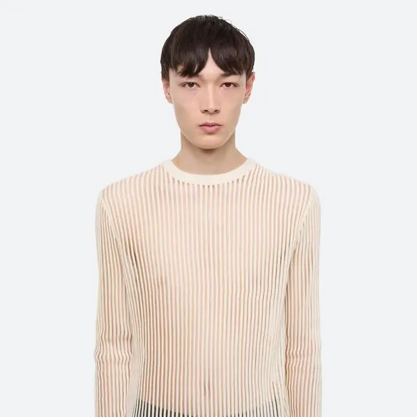 Helmut Lang Spaced Sheer Crewneck Top - Ivory