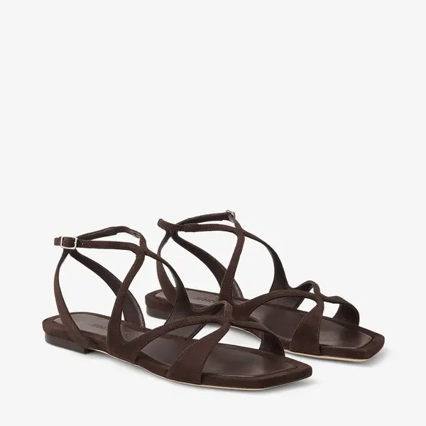 JIMMY CHOO Ayla Chocolate Suede Flats - Brown