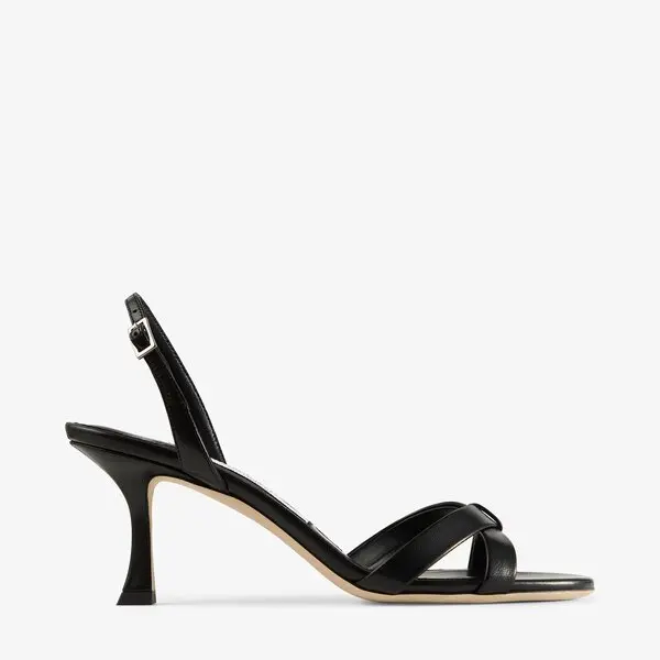 JIMMY CHOO Elsy 70 Nappa Leather Crossover Slingbacks - Black