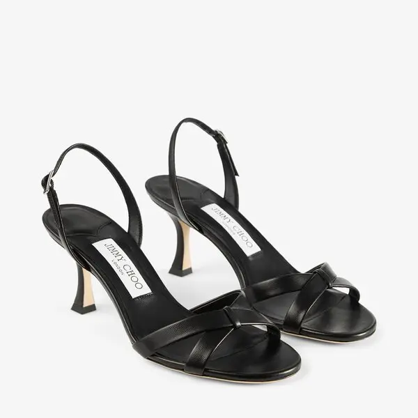 JIMMY CHOO Elsy 70 Nappa Leather Crossover Slingbacks - Black