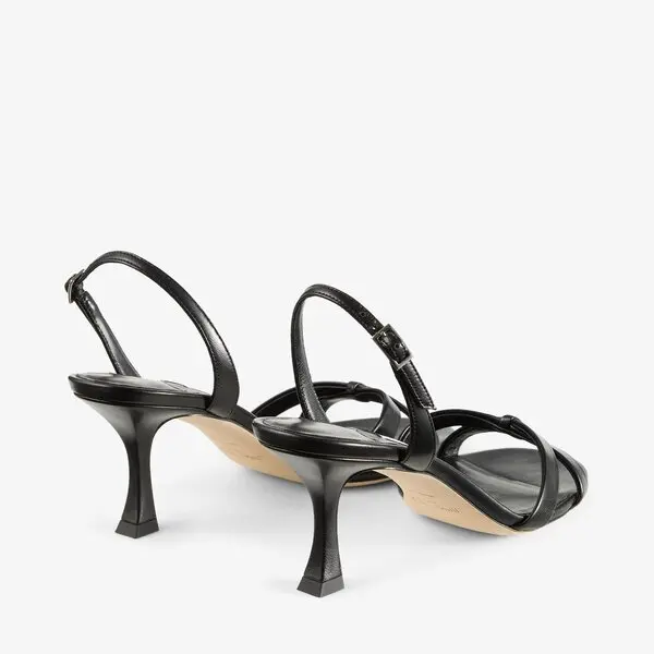 JIMMY CHOO Elsy 70 Nappa Leather Crossover Slingbacks - Black
