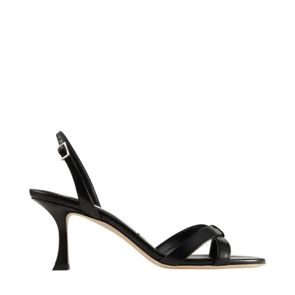 JIMMY CHOO Elsy 70 Nappa Leather Crossover Slingbacks - Black