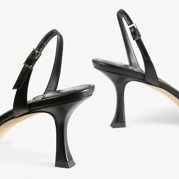 JIMMY CHOO Elsy 70 Nappa Leather Crossover Slingbacks - Black