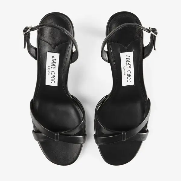 JIMMY CHOO Elsy 70 Nappa Leather Crossover Slingbacks - Black