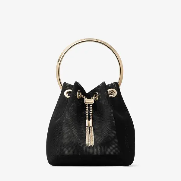 JIMMY CHOO Bon Bon Mesh Bucket Bag - Black