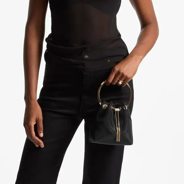 JIMMY CHOO Bon Bon Mesh Bucket Bag - Black