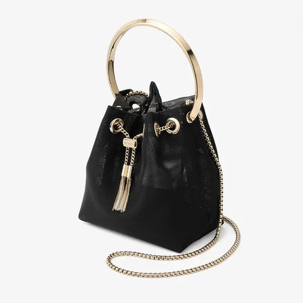 JIMMY CHOO Bon Bon Mesh Bucket Bag - Black