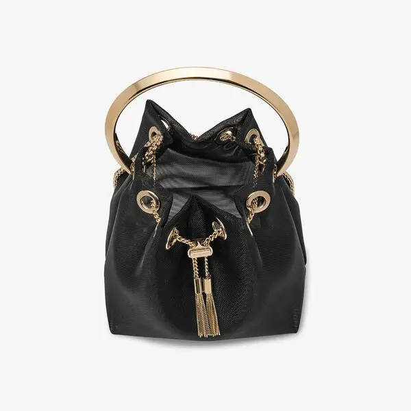 JIMMY CHOO Bon Bon Mesh Bucket Bag - Black