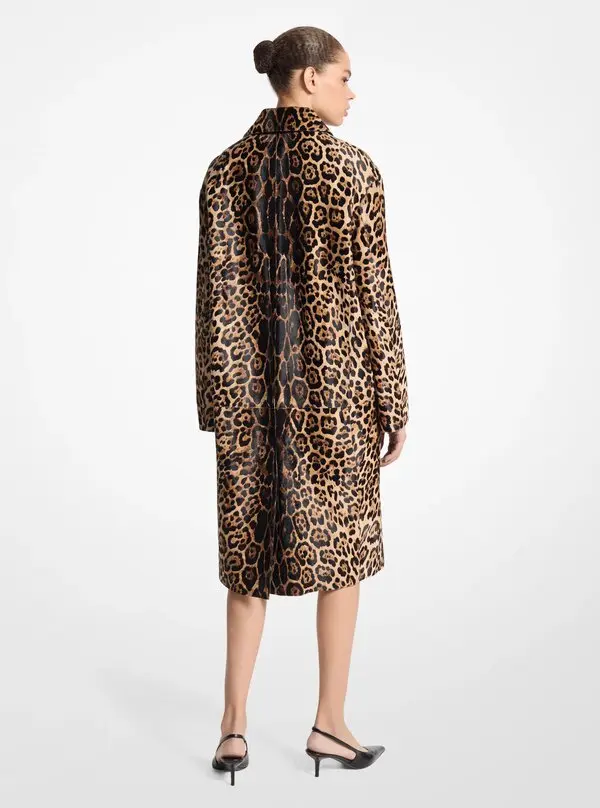 Michael Kors Jaguar Print Calf Hair Balmacaan