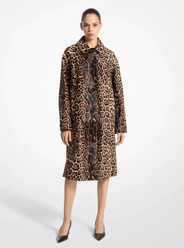 Michael Kors Jaguar Print Calf Hair Balmacaan