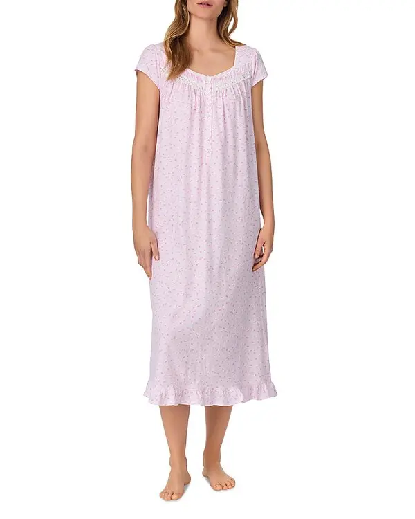 Eileen West Printed Knit Nightgown - Pink Print