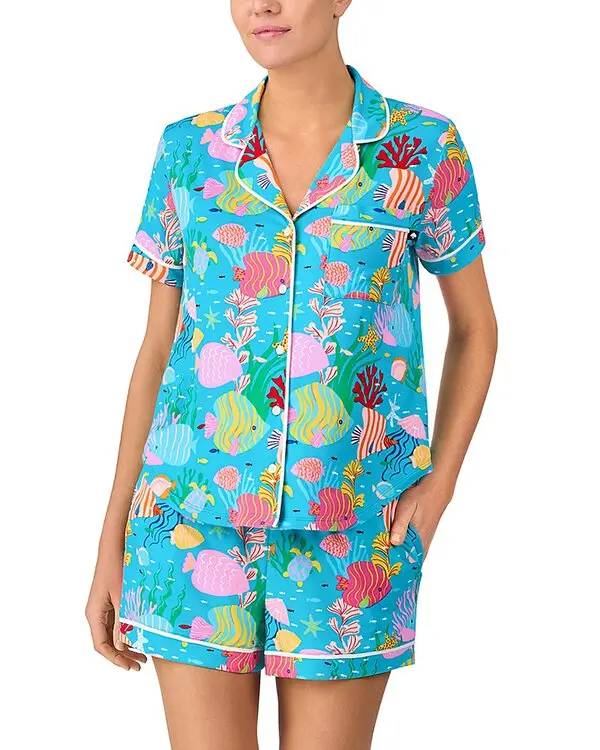 Kate Spade New York Printed Short Sleeve Boxer Pajama Set - Tropical Treasures