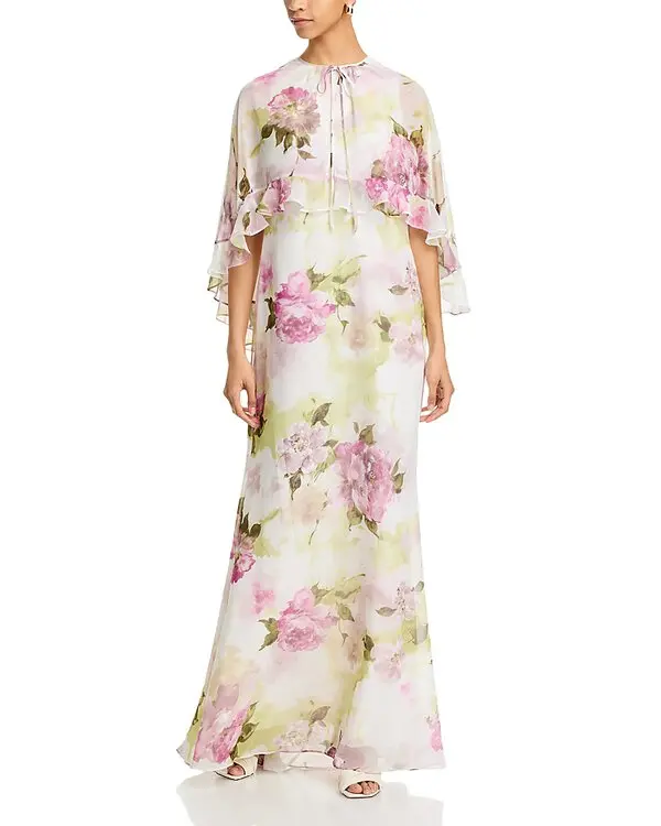 Rickie Freeman For Teri Jon Chiffon Floral Gown