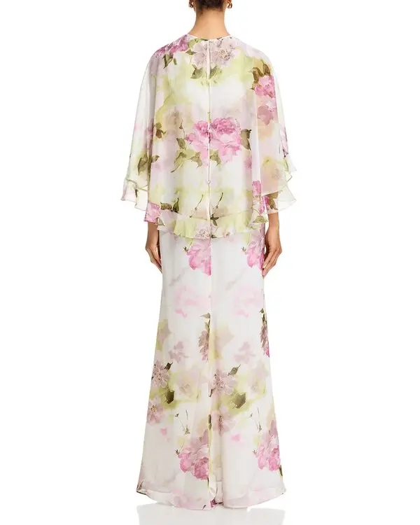 Rickie Freeman For Teri Jon Chiffon Floral Gown