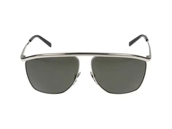 Saint Laurent Full Rim Square Sunglasses - Silver Silver Grey