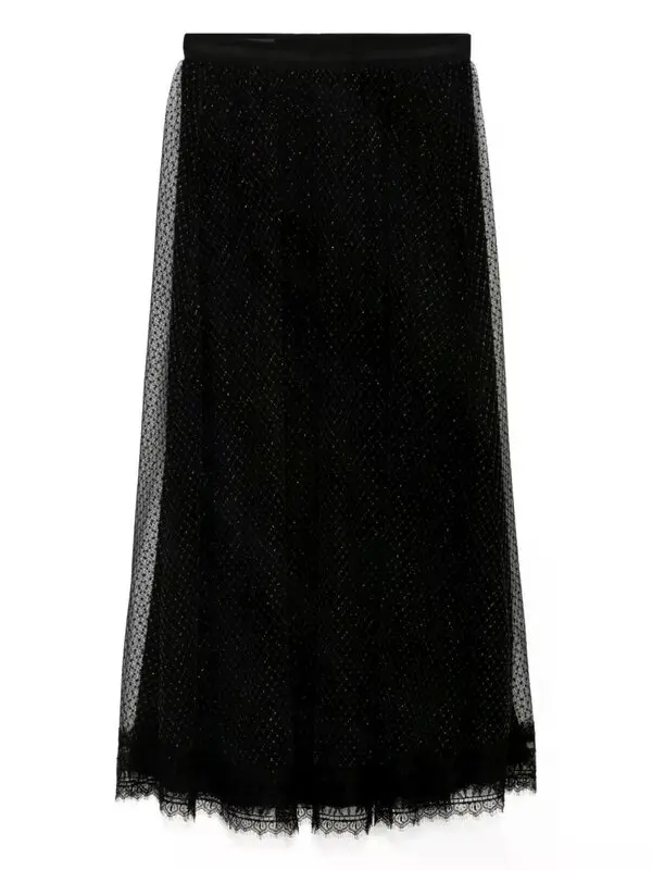 Shiatzy Chen Diamond Mesh Skirt - Black