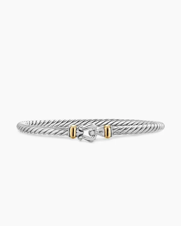 David Yurman Cable Flex Buckle Bracelet - Sterling Silver/14k Yellow Gold