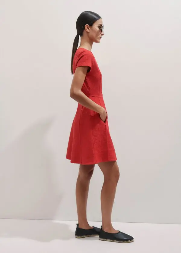 Me+Em Textured Jersey Short Dress In Intense Orange - 30% Off | Editorialist