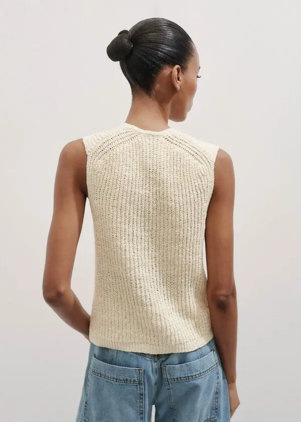 ME+EM Bouclé Cotton Rib Knit Sleeveless Vest