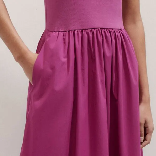 ME+EM Button-front Mixed Media Maxi Dress