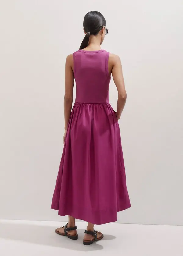 ME+EM Button-front Mixed Media Maxi Dress
