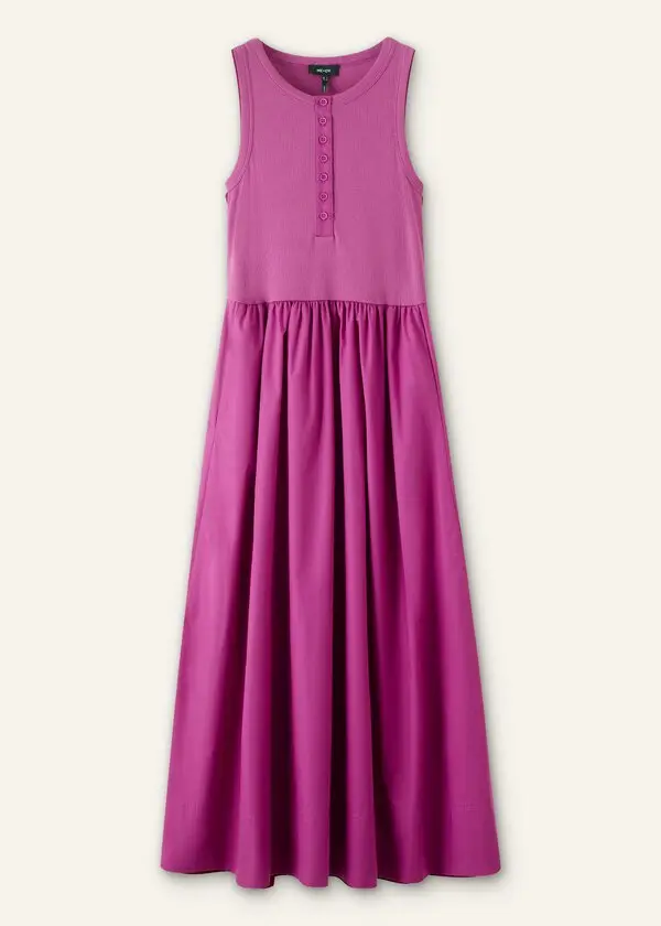 ME+EM Button-front Mixed Media Maxi Dress