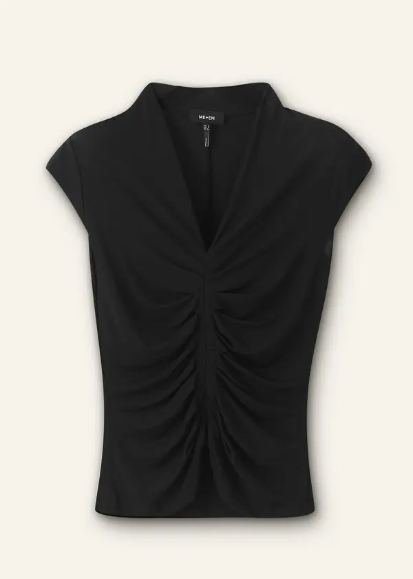 ME+EM Pleat Front V-neck Top