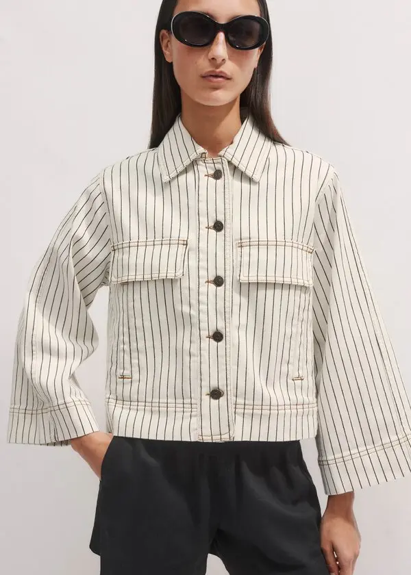 ME+EM Italian Denim Pinstripe Swing Jacket