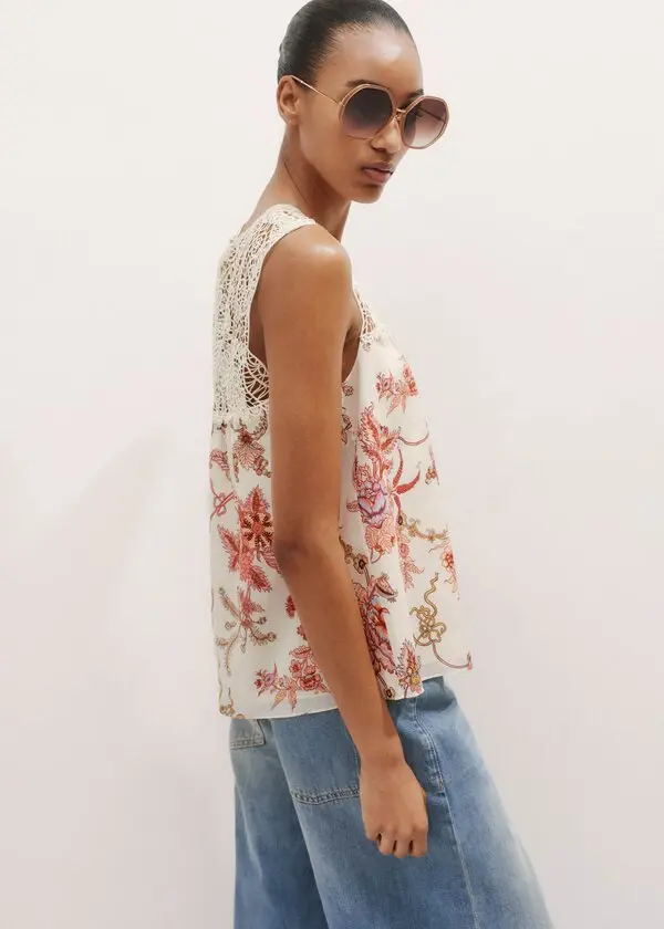 ME+EM Cotton Wild Bloom Print Swing Top