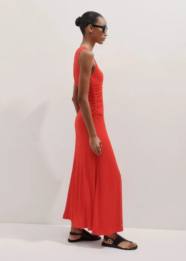 Me+Em Fluid Crepe Jersey Ruched Maxi Dress In Intense Orange - 60% Off |  Editorialist