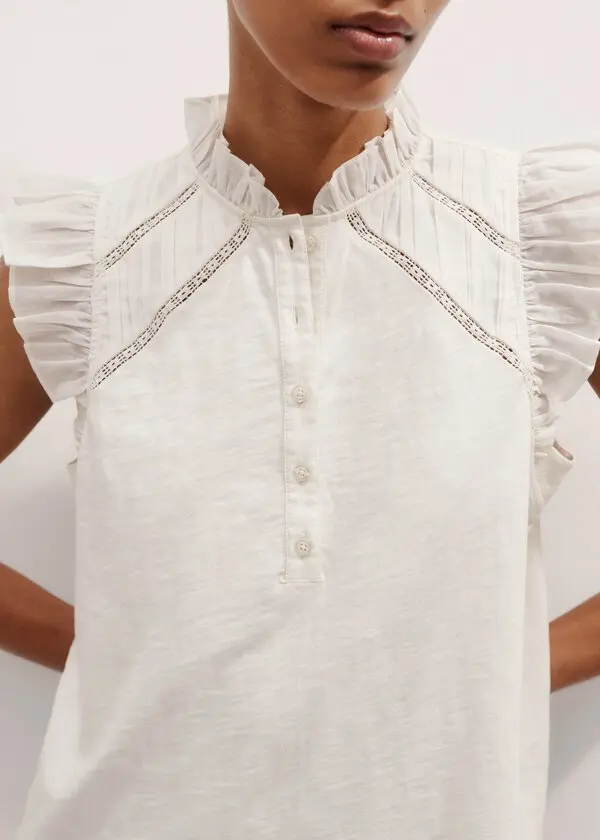 ME+EM Mixed Media Frill Detail Swing Tee