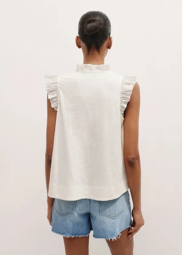 ME+EM Mixed Media Frill Detail Swing Tee