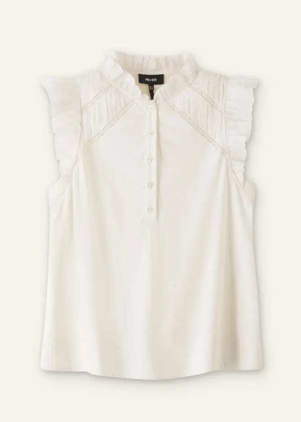 ME+EM Mixed Media Frill Detail Swing Tee