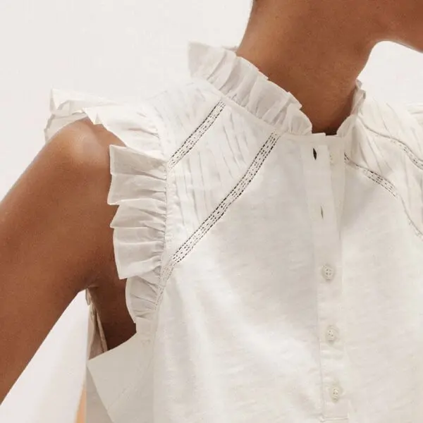 ME+EM Mixed Media Frill Detail Swing Tee