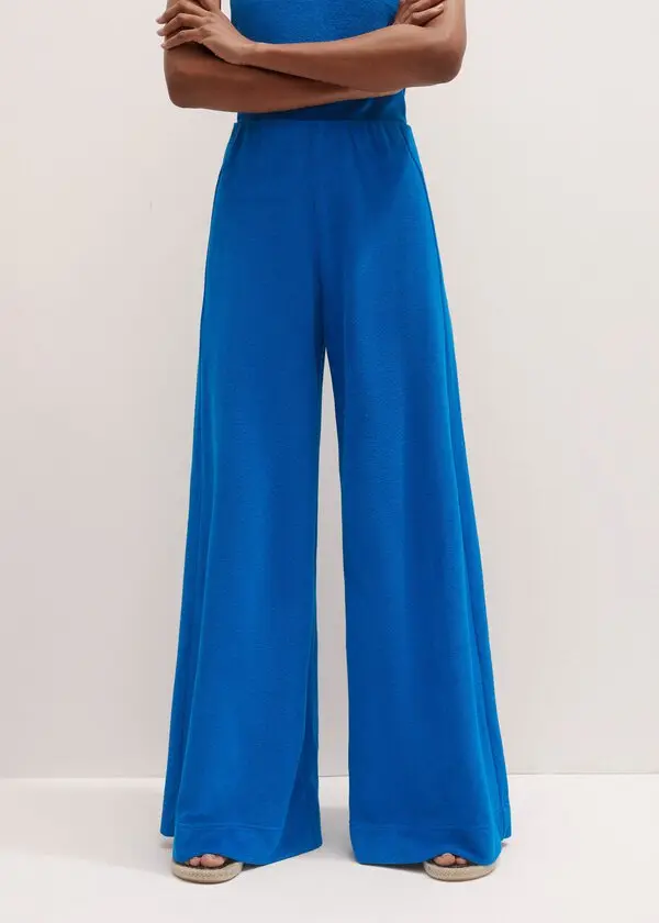 ME+EM Towelling Palazzo Pant - Lapis Blue