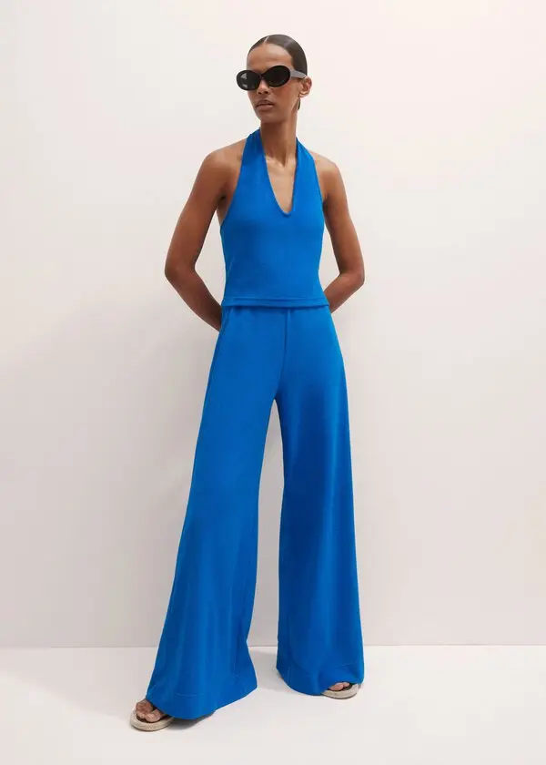 ME+EM Towelling Palazzo Pant - Lapis Blue